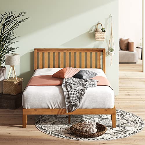 ZINUS Alexia Wood Platform Bed Frame with headboard / Solid Wood Foundation with Wood Slat Support / No Box Spring Needed / Easy Assembly, Rustic Pine, Twin
