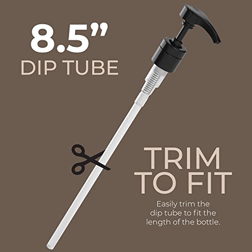2 White Replacement Pumps for 1 Liter (33.8oz) Bottles, Shampoo and Conditioner with Extra Long Tube (Easy to Cut - to Fit Shorter Bottles)