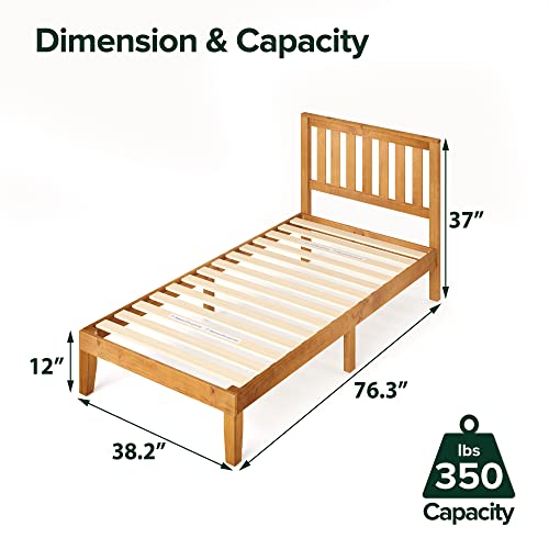 ZINUS Alexia Wood Platform Bed Frame with headboard / Solid Wood Foundation with Wood Slat Support / No Box Spring Needed / Easy Assembly, Rustic Pine, Twin
