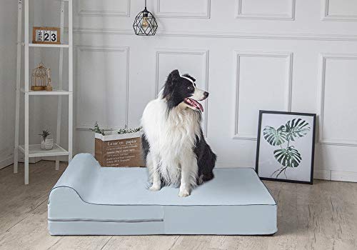 Jumbo Orthopedic Dog Bed - 7-inch Thick Memory Foam Pet Bed with Pillow With Removable Cover & Free Waterproof Liner - For Large Breed Dogs