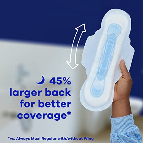Always Maxi Overnight Pads with Wings, Size 5, Extra Heavy Overnight, Unscented, 72 Count