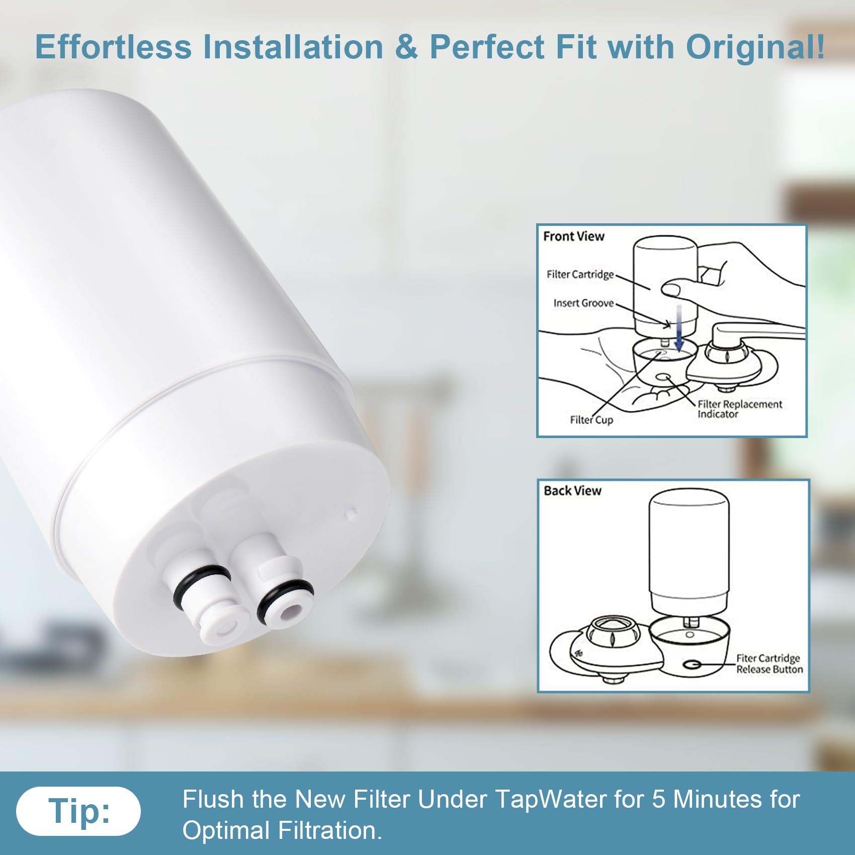 LOTVOSA Faucet Filter Replacement for Brita Sink Water Filter - Compatible with Brita 36311 On Tap Faucet Filters System, FF-200, FF-100 - Pack of 3 - Fits All Brita Tap Water Filters