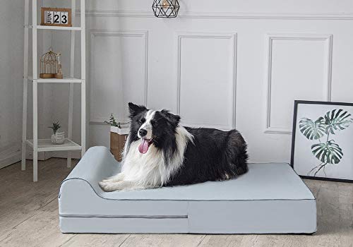 Jumbo Orthopedic Dog Bed - 7-inch Thick Memory Foam Pet Bed with Pillow With Removable Cover & Free Waterproof Liner - For Large Breed Dogs