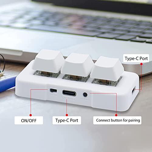 PCsensor 3-Key Mini Keypad 2.4G Wireless USB 2 in 1 Mechanical Gaming Keyboard Hot Key Customized Program with RGB Led for Gaming OSU Office Work