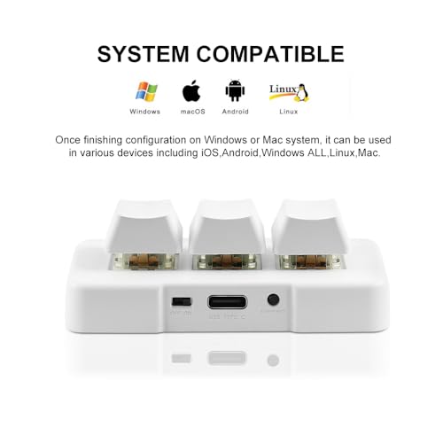 PCsensor 3-Key Mini Keypad 2.4G Wireless USB 2 in 1 Mechanical Gaming Keyboard Hot Key Customized Program with RGB Led for Gaming OSU Office Work
