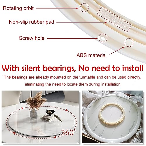 Rotating Round Lazy Susan For Dining Table Ø 20 24 28 32 36 39 Inch, 360 Degree Rotating Wooden Turntable With Silent Bearings, Easy To Share Food Tabletop Serving Tray