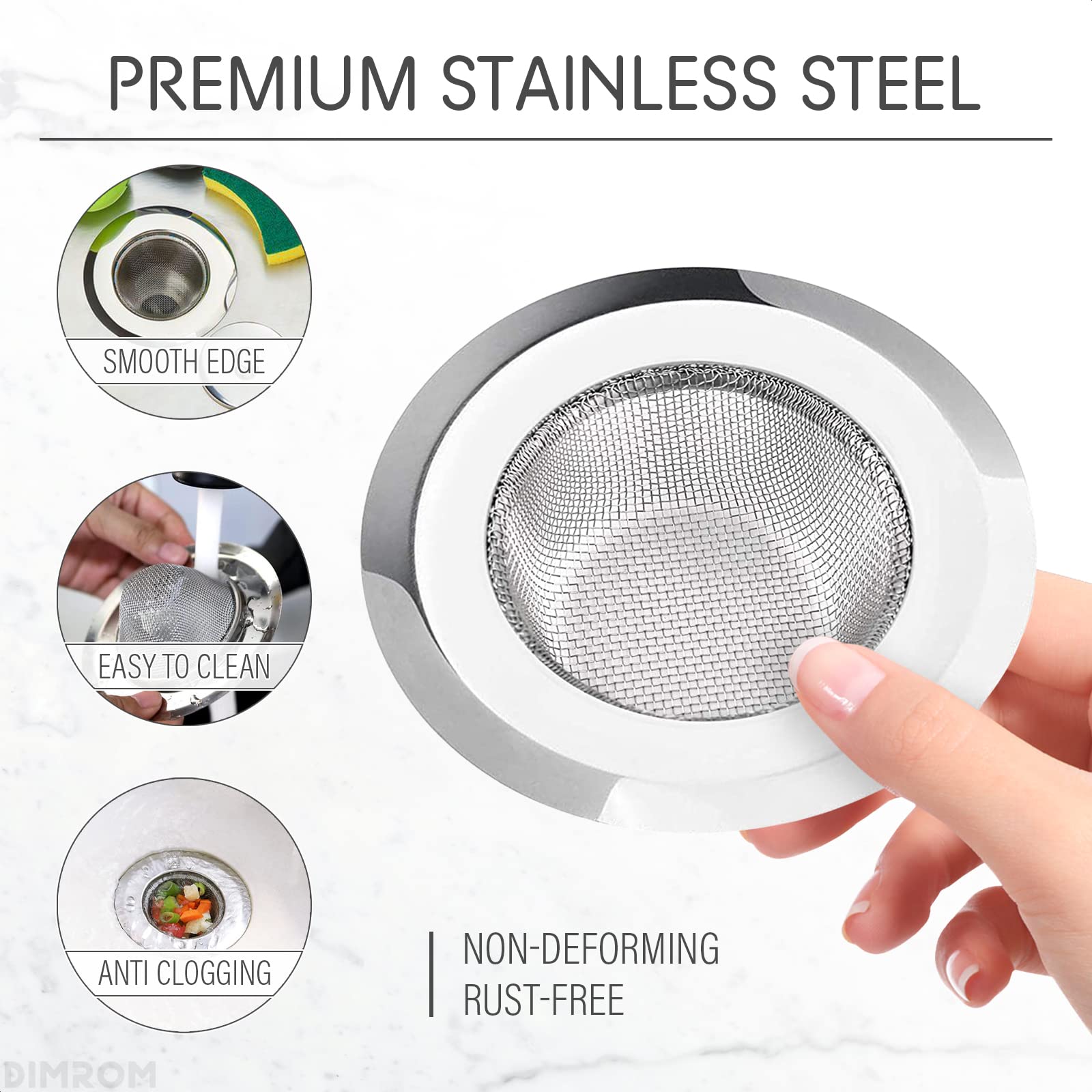 2Pcs Kitchen Sink Strainers with Lids - Stainless Steel Sink Strainer for Kitchen Sink - Hair Catcher Bathroom Sink Strainer - Anti Clogging Drain Strainer Set 4.5'' Kitchen Sink Drain Stopper Wide