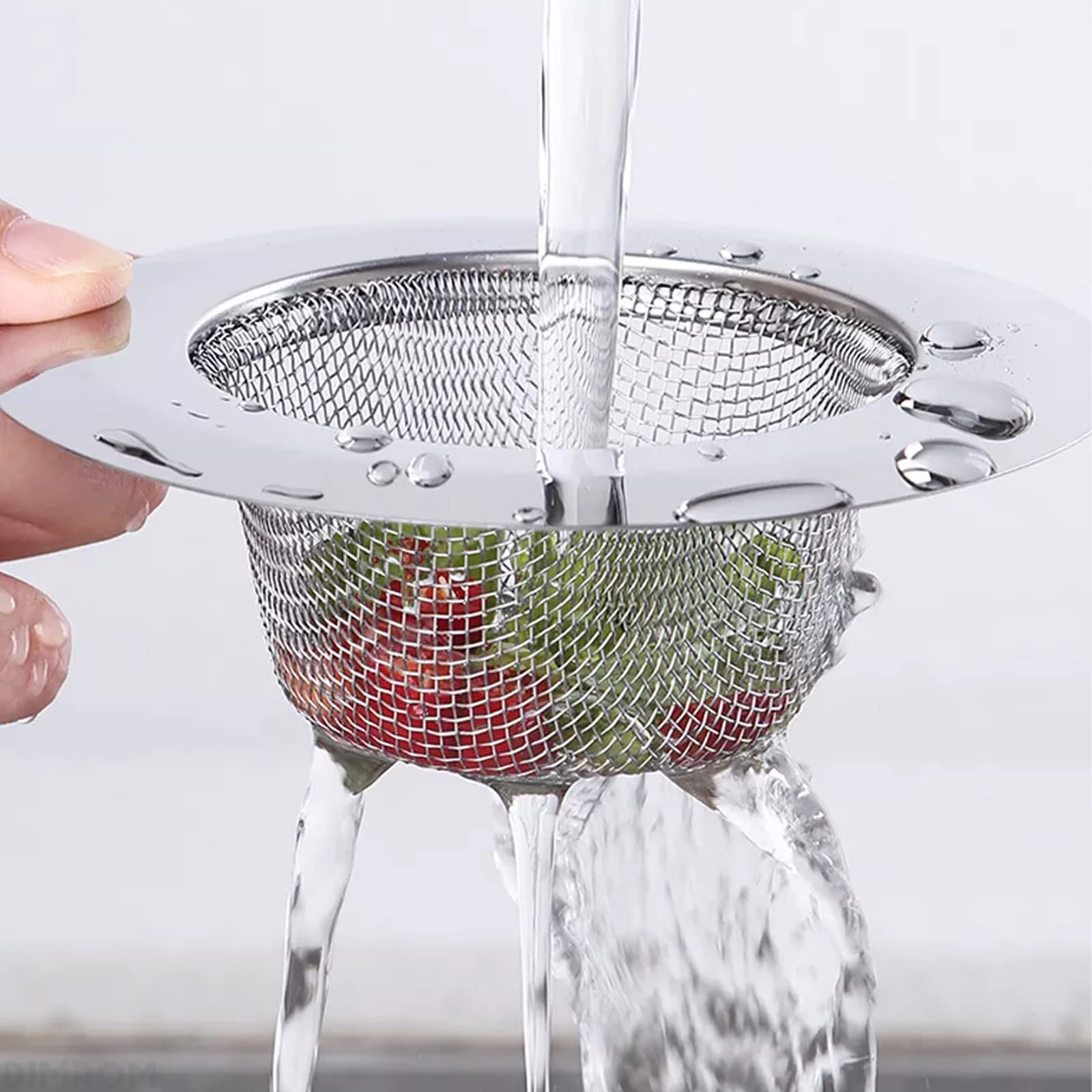 2Pcs Kitchen Sink Strainers with Lids - Stainless Steel Sink Strainer for Kitchen Sink - Hair Catcher Bathroom Sink Strainer - Anti Clogging Drain Strainer Set 4.5'' Kitchen Sink Drain Stopper Wide