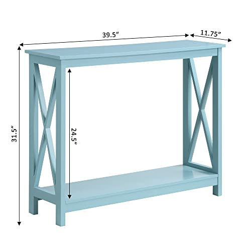 Convenience Concepts Oxford Console Table with Shelf, Sea Foam Blue
