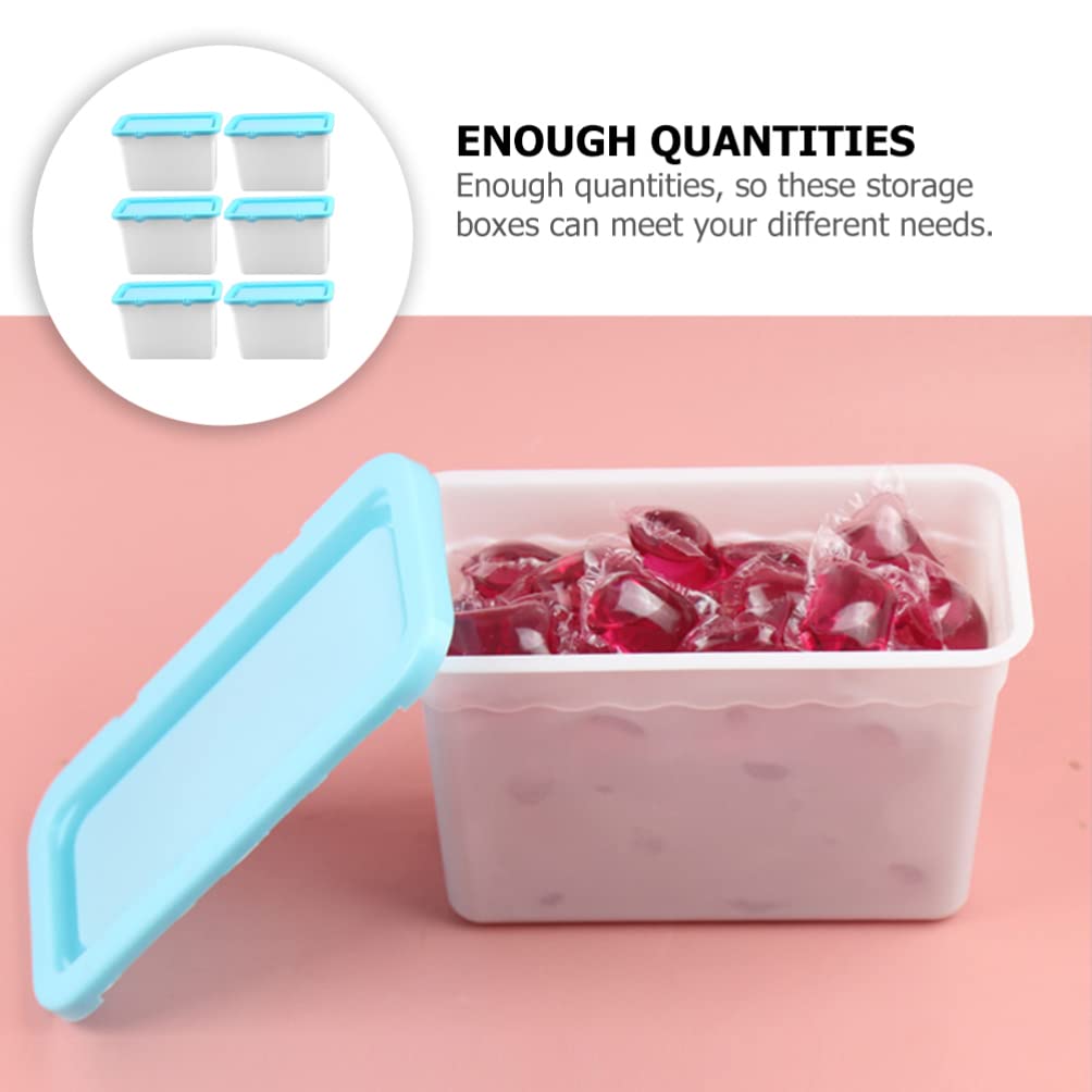 Zerodeko Laundry Pod Container with Lid 6pcs Laundry Pod Box Laundry Canister Clothes Washing Storage Canister Plastic Wrapping Boxes Laundry Container Laundry Beads Case Laundry Holder