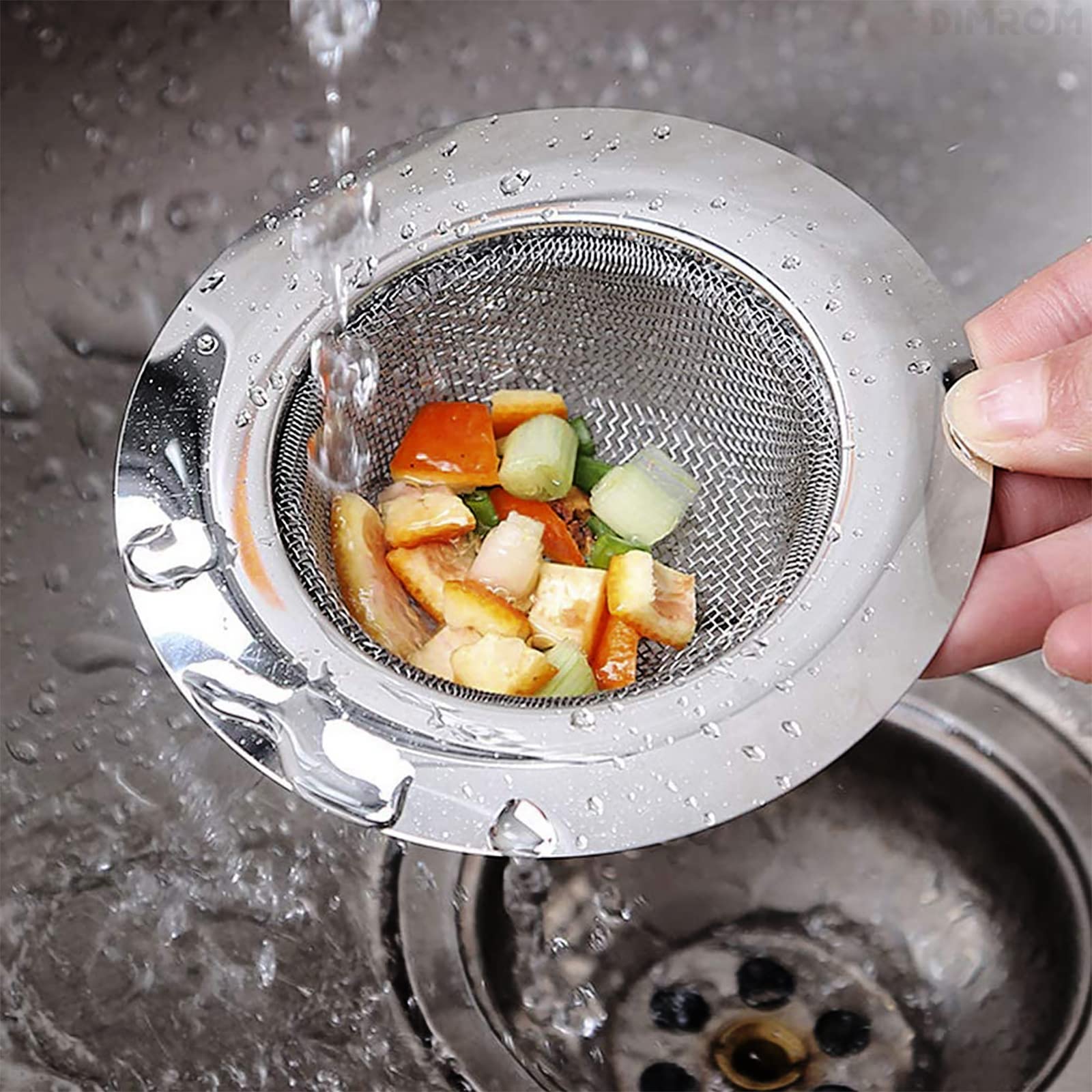 2Pcs Kitchen Sink Strainers with Lids - Stainless Steel Sink Strainer for Kitchen Sink - Hair Catcher Bathroom Sink Strainer - Anti Clogging Drain Strainer Set 4.5'' Kitchen Sink Drain Stopper Wide