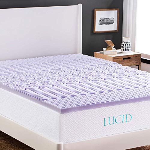 Lucid 2 Inch Mattress Topper King ā Memory Foam Mattress Topper King ā 5 Zone Lavender Infusion ā CertiPur Certified Foam