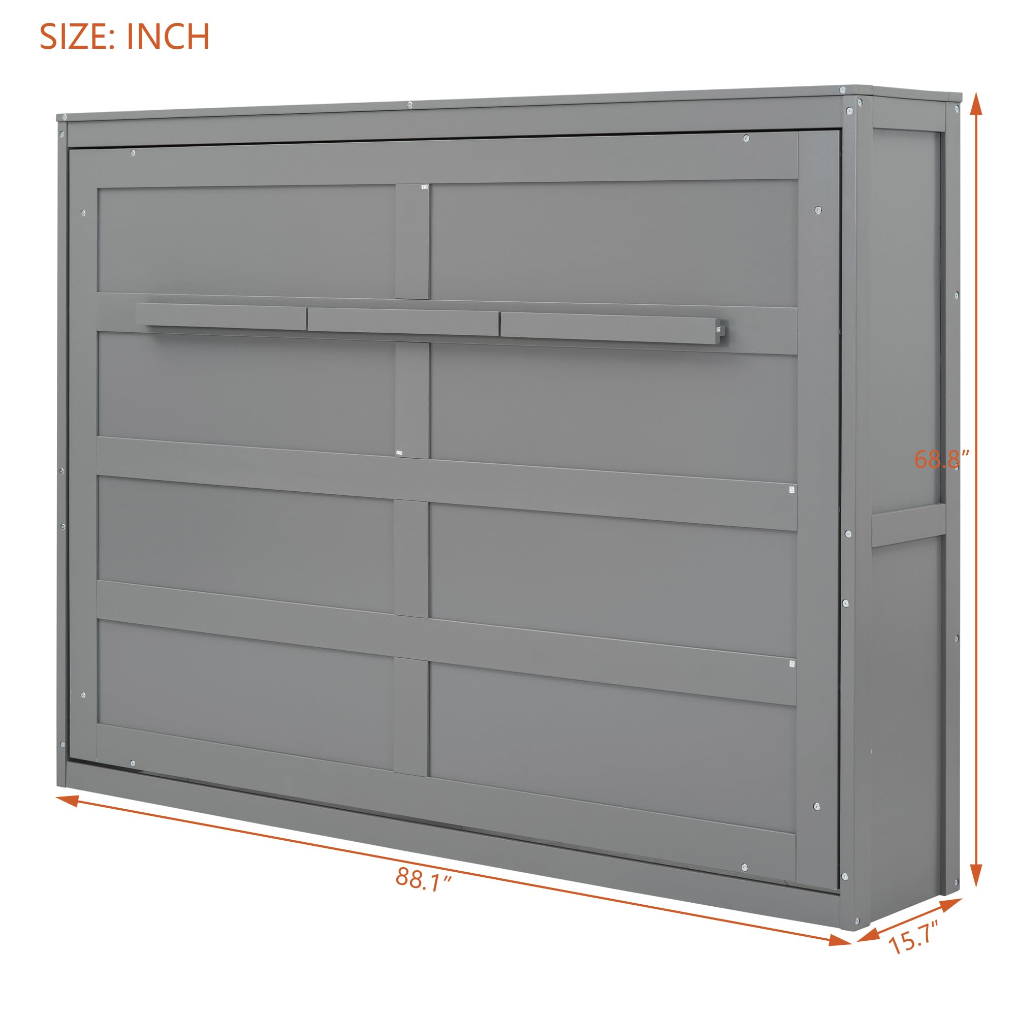 Mobile Murphy Bed Wall Bed Chest Versatility Bed, Queen Size Wood Murphy Bed Wall Bed Frame, Foldable Platform Bed Folded into Cabinet, Bedroom Furniture Folding Bed Cabinet Bed (Gray Bed)