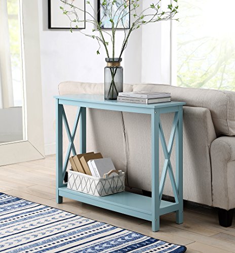 Convenience Concepts Oxford Console Table with Shelf, Sea Foam Blue