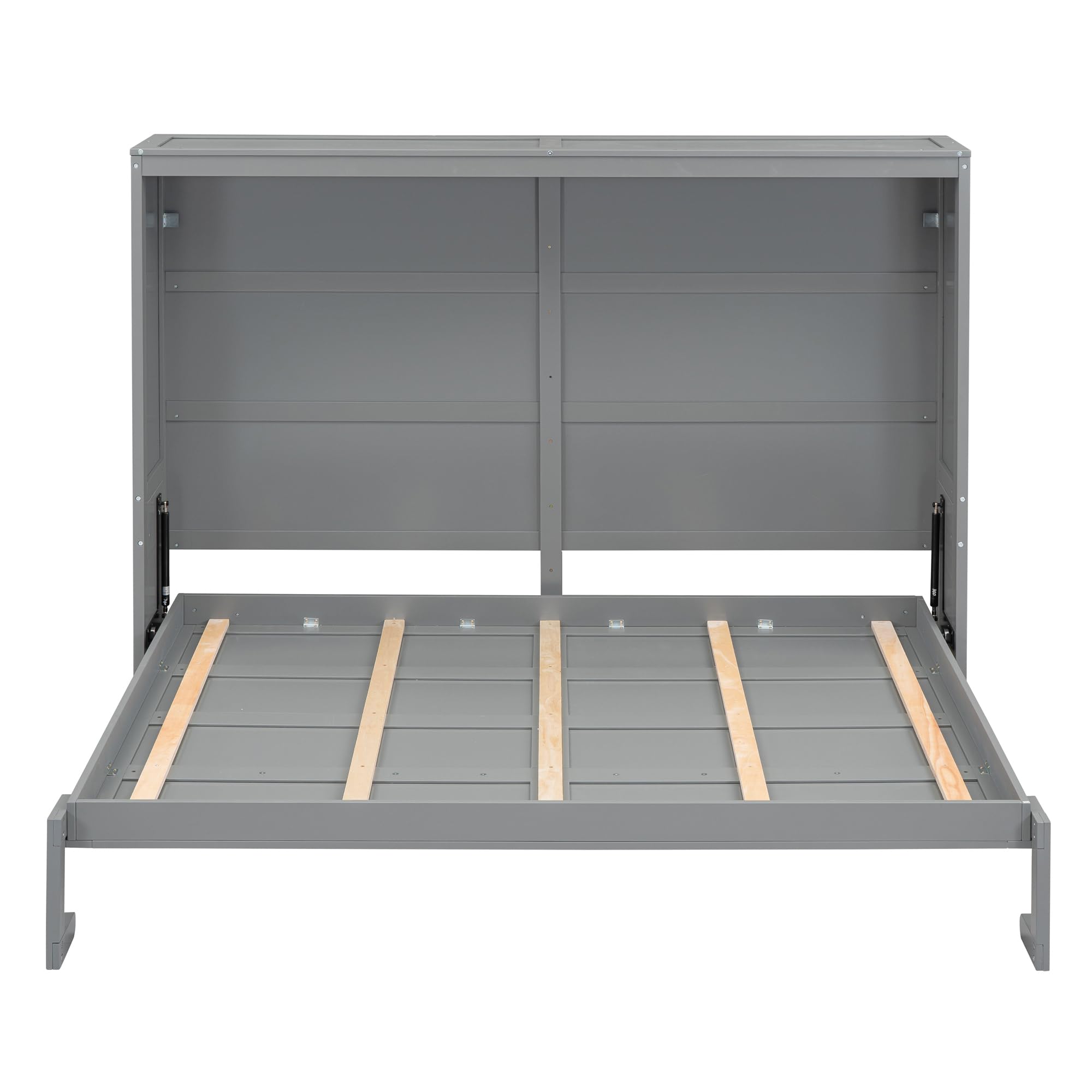 Mobile Murphy Bed Wall Bed Chest Versatility Bed, Queen Size Wood Murphy Bed Wall Bed Frame, Foldable Platform Bed Folded into Cabinet, Bedroom Furniture Folding Bed Cabinet Bed (Gray Bed)