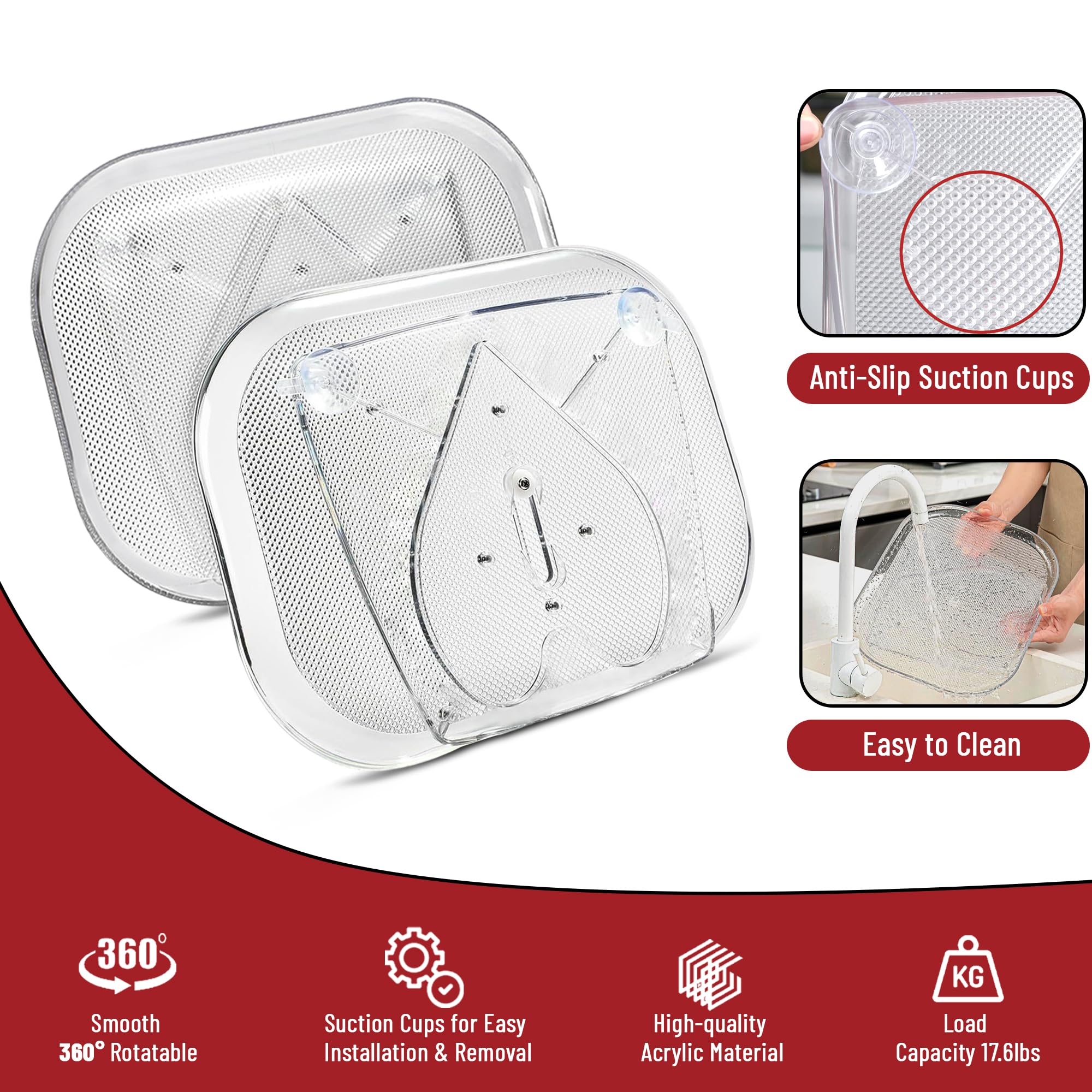 Rectangular Lazy Susan Turntable Lazy Susan for Fridge, Large Lazy Susan 15.67" 360° Rotating, Lazy Susan Organizer, Refrigerator organizing, Convenient for Multi-use Rectangular, FIT in All Fridge.