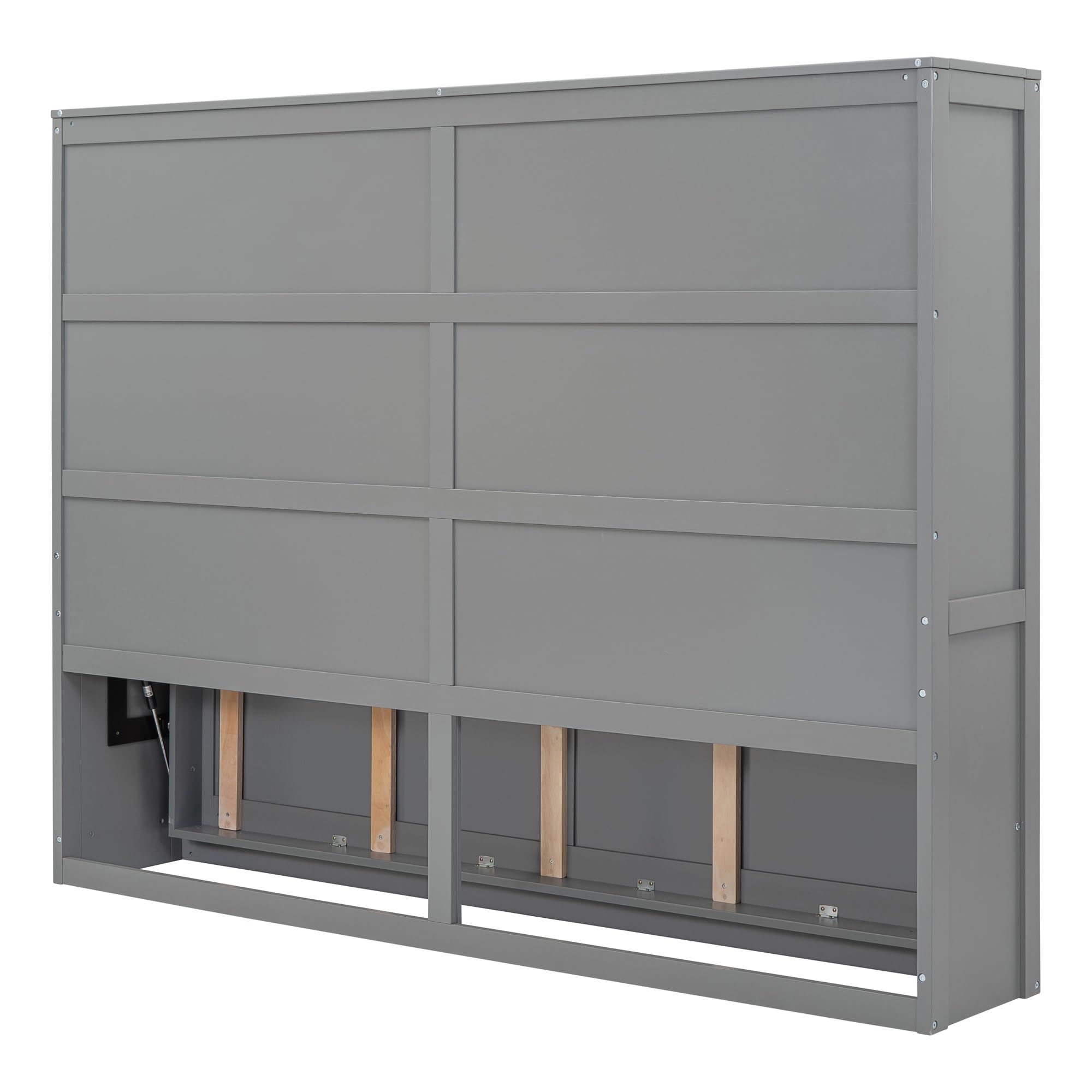 Mobile Murphy Bed Wall Bed Chest Versatility Bed, Queen Size Wood Murphy Bed Wall Bed Frame, Foldable Platform Bed Folded into Cabinet, Bedroom Furniture Folding Bed Cabinet Bed (Gray Bed)