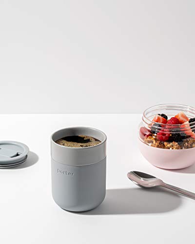 W&P Porter Ceramic Mug w/ Protective Silicone Sleeve, Slate 16 Ounces | On-the-Go | Reusable Cup for Coffee or Tea | Portable | Dishwasher Safe