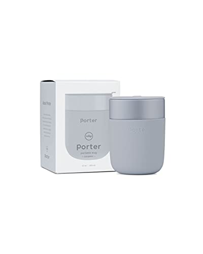 W&P Porter Ceramic Mug w/ Protective Silicone Sleeve, Slate 16 Ounces | On-the-Go | Reusable Cup for Coffee or Tea | Portable | Dishwasher Safe