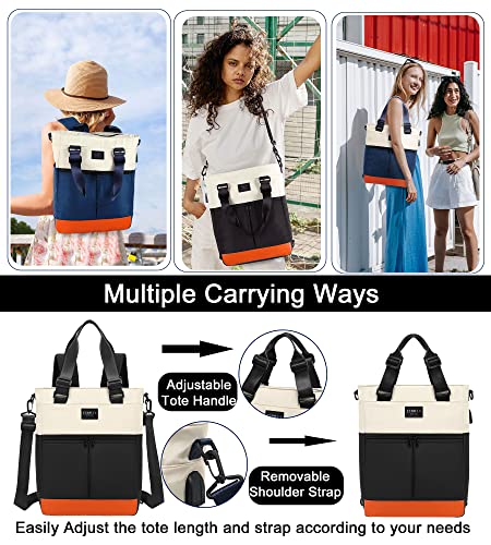 COMELY 4-in-1 Laptop Backpack Casual Daypack Crossbody Bag Leight Weight Tote Purse for Daily Work College, 16A-Black