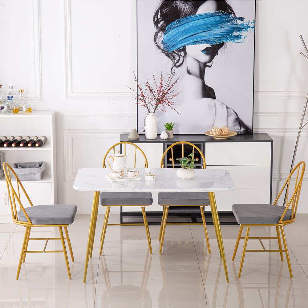 GAJUST Elegant White Marble Dining Table - Timeless Beauty