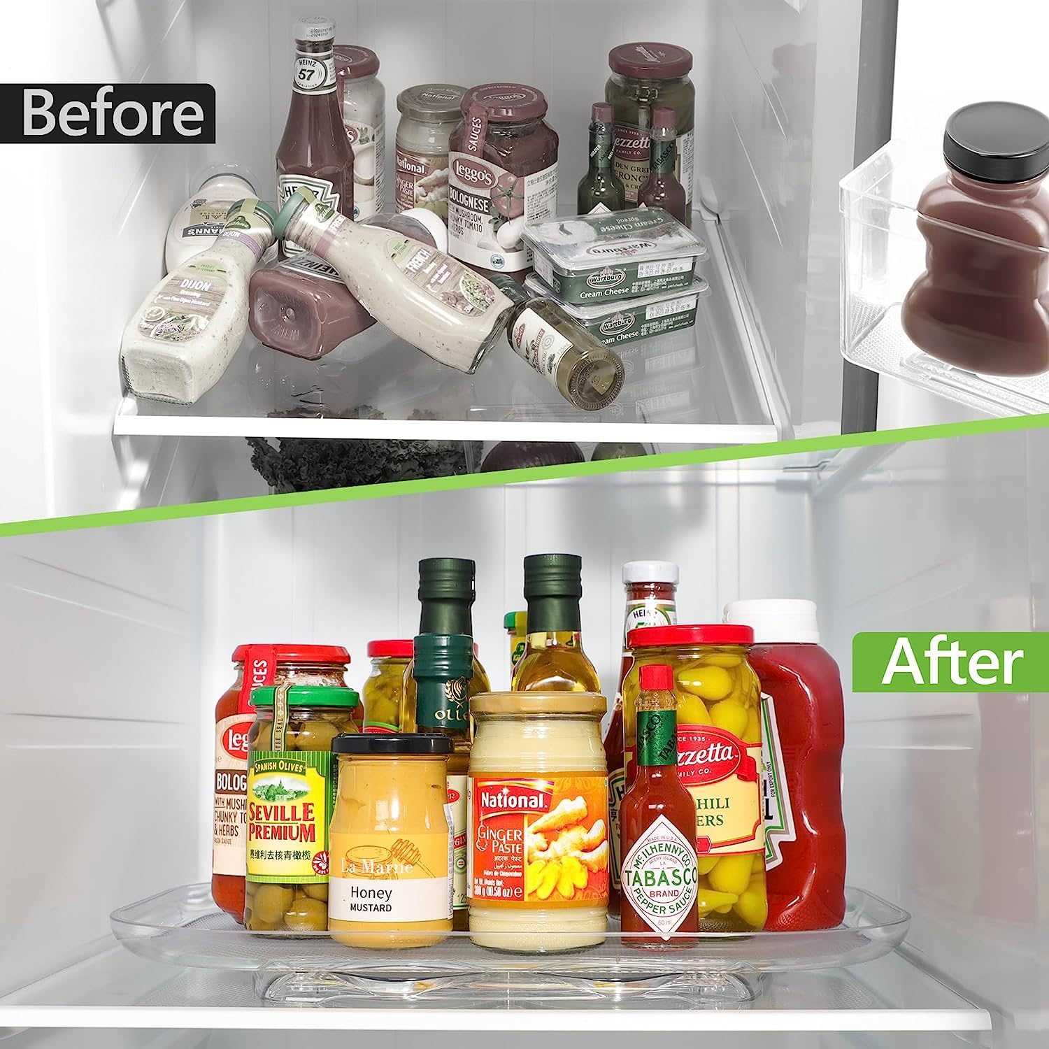 Rectangular Lazy Susan Turntable Lazy Susan for Fridge, Large Lazy Susan 15.67" 360° Rotating, Lazy Susan Organizer, Refrigerator organizing, Convenient for Multi-use Rectangular, FIT in All Fridge.