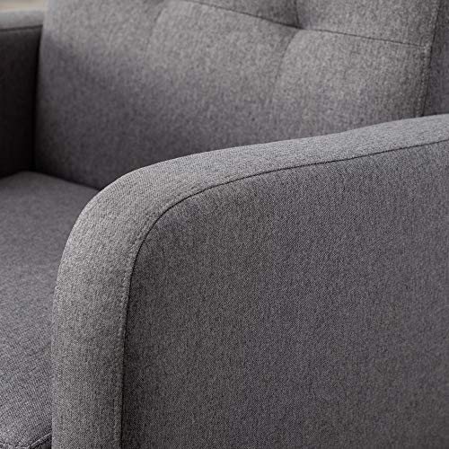 Accent Chairs for Living Room, Living Room Chairs, Mid Century Modern Fabric Chairs, Arm Chairs, Dark Gray, Set of 1