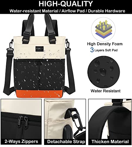 COMELY 4-in-1 Laptop Backpack Casual Daypack Crossbody Bag Leight Weight Tote Purse for Daily Work College, 16A-Black
