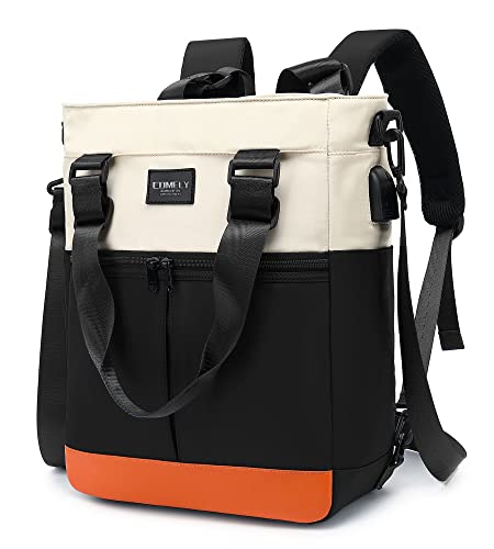 COMELY 4-in-1 Laptop Backpack Casual Daypack Crossbody Bag Leight Weight Tote Purse for Daily Work College, 16A-Black