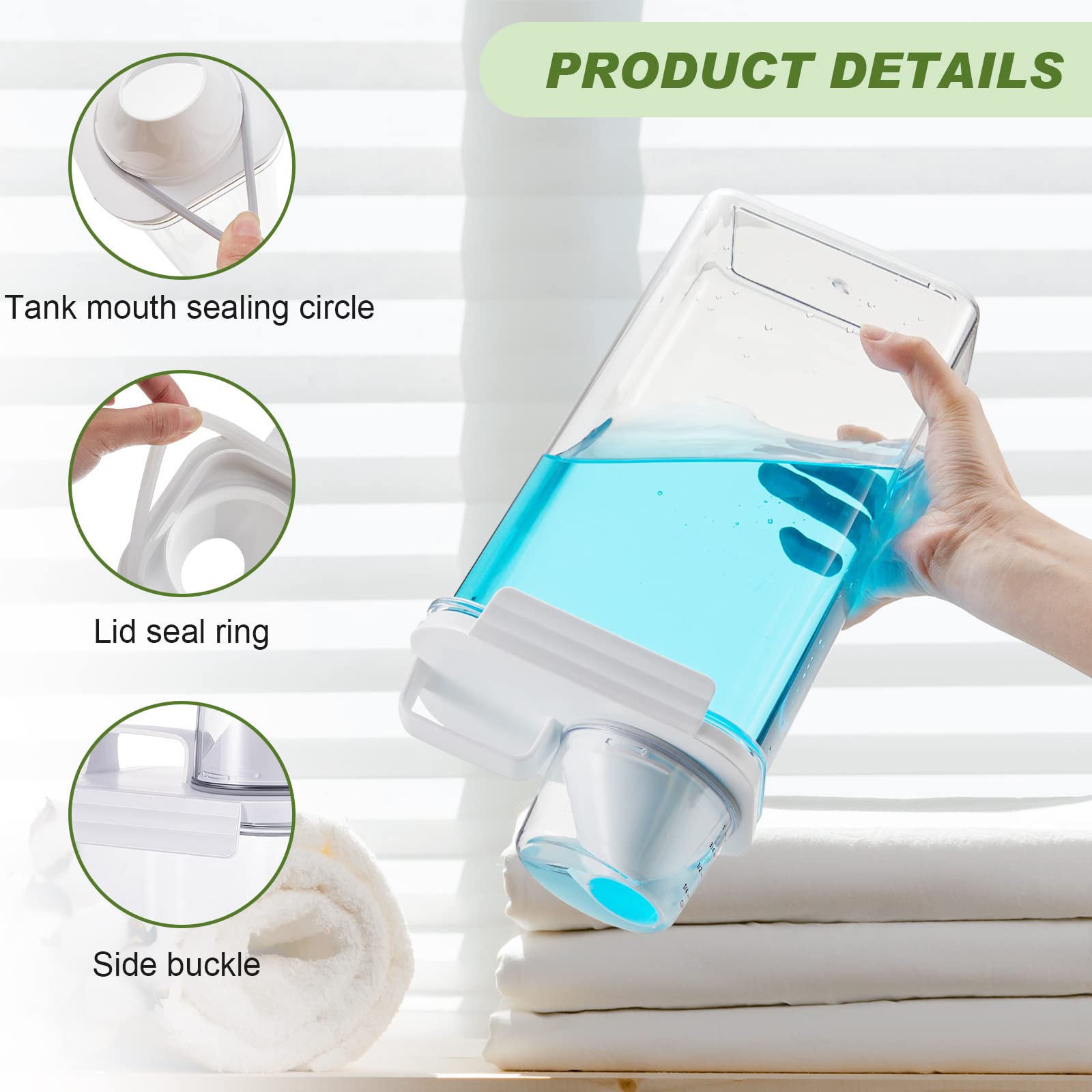 Tanlade 4 Pack Liquid Laundry Detergent Dispenser for Laundry Room Organization, 78 oz Soap Dispenser Storage with Lids, Powder Container Fabric Softener Bleach Powder, Clear