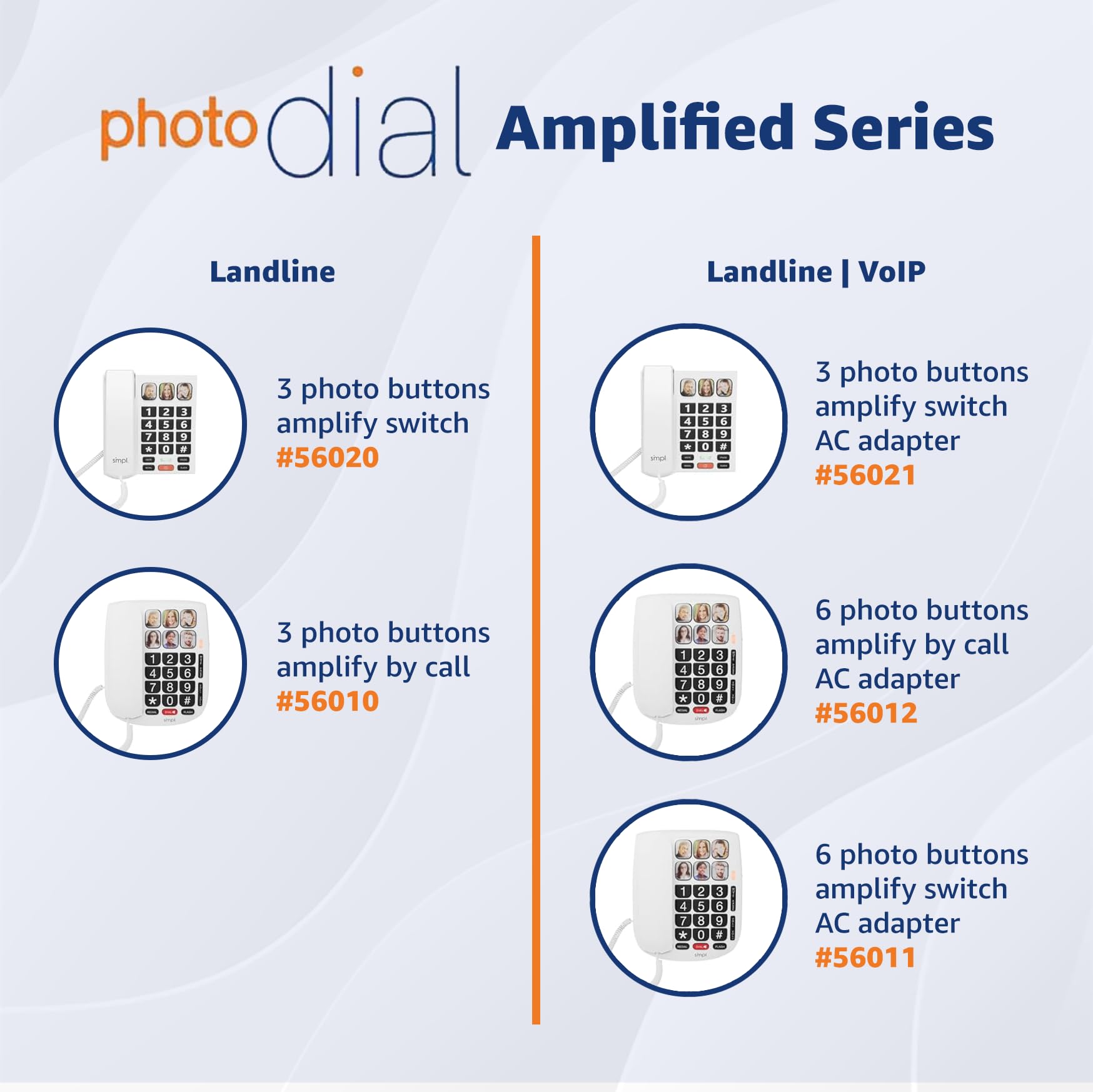 SMPL Hands-Free Dial Photo Memory Corded Phone, One-Touch Dialing, Large Buttons, Flashing Alerts, Durable, Perfect for Seniors, Alzheimer's, Dementia, Hearing Impaired