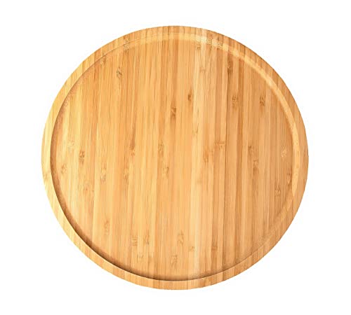 Plutreas Bamboo Lazy Susan Turntable for Cabinet or Table (14 in)