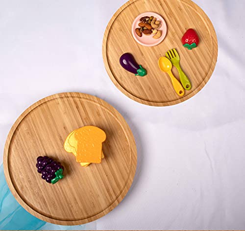 Plutreas Bamboo Lazy Susan Turntable for Cabinet or Table (14 in)