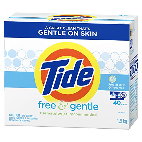 Tide Free & Gentle Powder Laundry Detergent, Unscented, 1.5 kg (40 Loads) - Packaging May Vary