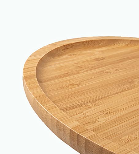Plutreas Bamboo Lazy Susan Turntable for Cabinet or Table (14 in)