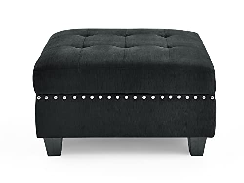 Melpomene 142'' U-Shape Velvet Sectional Sofa Couch,DIY Combination Includes 7 Single Chair 4 Corner and 1 Ottoman, Living Room Furniture Set for Villa & House,Black