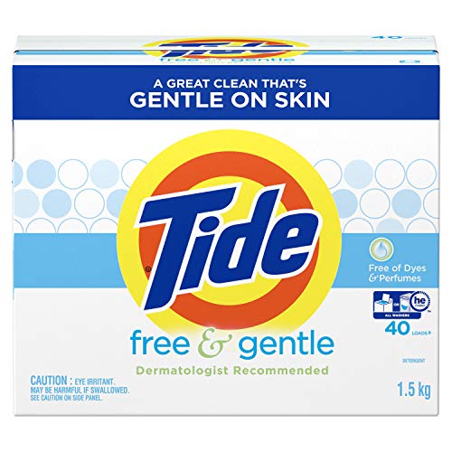 Tide Free & Gentle Powder Laundry Detergent, Unscented, 1.5 kg (40 Loads) - Packaging May Vary