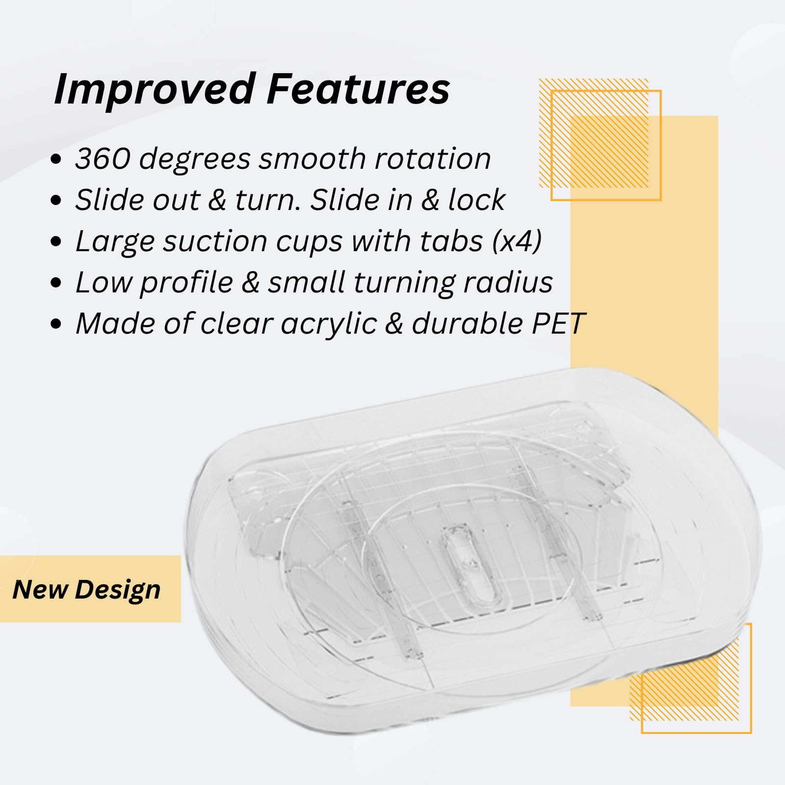 MadeGlad Lazy Susan Turntable for Refrigerator, 16”x11” Clear Rectangular Slide Out and 360° Rotating Organizer Food Storage for Fridge, Pantry, Cabinet, Countertop