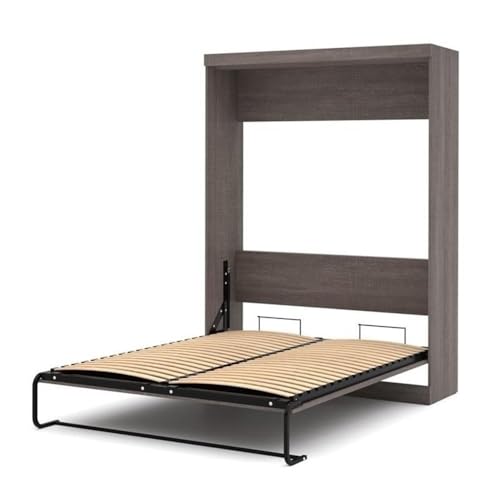 Pemberly Row Queen Size Wall Bed with Wooden Slats in Engineered Wood, in Gray, No Box Spring Needed, Easy Assembly