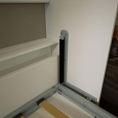 Murphy Bed Twin, Horizontal Twin Size Murphy Bed Cabinet, Wall Bed with Self and Drawers, Wood Hideaway Folding Hidden Beds for Platform Bedroom, Guest Room, Studio or Home Office, White