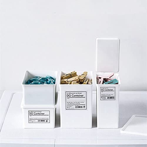 CHDHALTD Plastic Laundry Powder Container,Laundry Shelf Storage Organizer with Hinged Lid Holds Detergent Powder, Clothes Pins, Dryer Sheets(B)