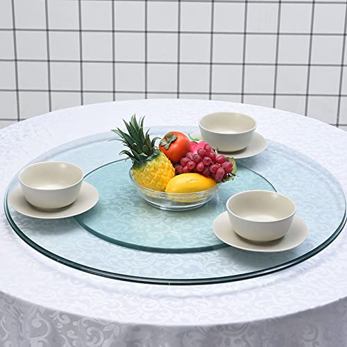 Tempered Glass Turntable ,Tempered Explosion-Proof Glass Lazy Susan Turntable, Round Table Top Rotating Table Tray, 360-degree Dining Table Rotating Tray, With Aluminum Alloy Bearing, Transparent Alum