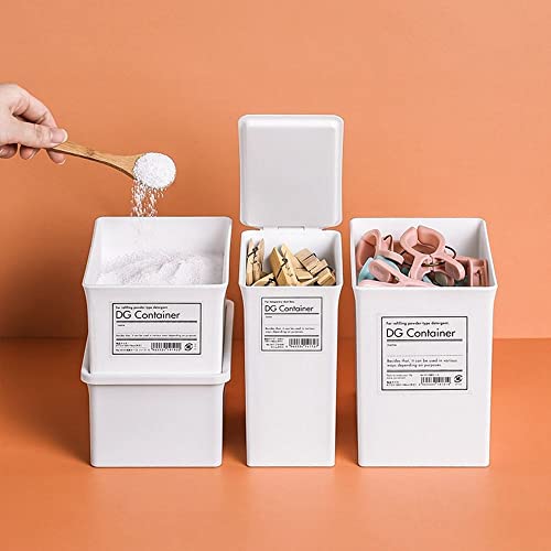 CHDHALTD Plastic Laundry Powder Container,Laundry Shelf Storage Organizer with Hinged Lid Holds Detergent Powder, Clothes Pins, Dryer Sheets(B)