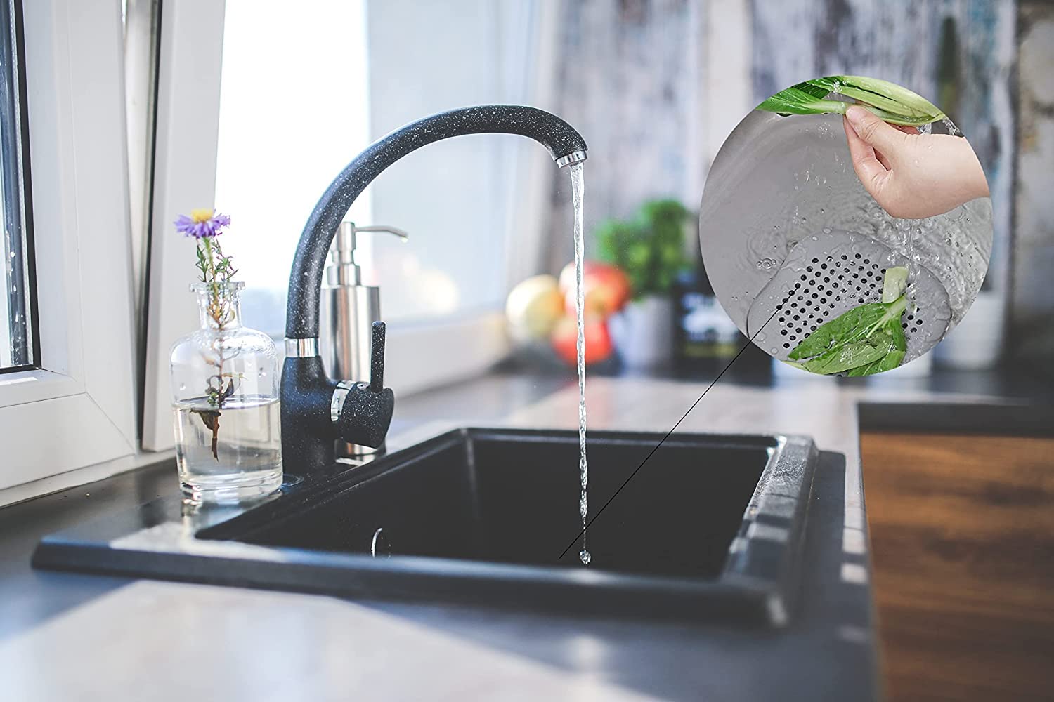 SunnySam 3pcs Stainless Steel Kitchen Sink Filter, Sink Drain Filter, Garbage Filter, Floor Drain, Hair Anti-Plugger, Suitable for Kitchen Sink, Bathroom Sink, etc. (Silver)