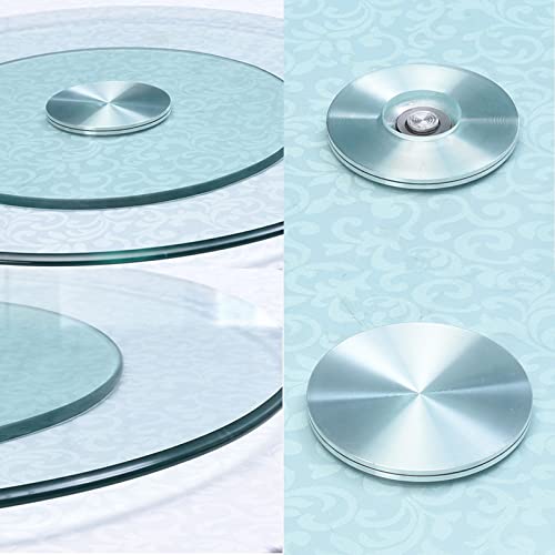 Tempered Glass Turntable ,Tempered Explosion-Proof Glass Lazy Susan Turntable, Round Table Top Rotating Table Tray, 360-degree Dining Table Rotating Tray, With Aluminum Alloy Bearing, Transparent Alum