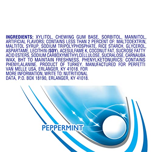 Mentos Always White Sugar-Free Chewing Gum with Xylitol, Peppermint, 100 Piece Bottle (Pack of 4)
