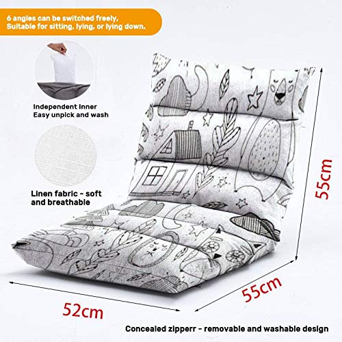 Floor Lounger Adjustable Floor Chair Flat of a Sleepy with an owl a Bear a Hedgehog a Memory Foam Folding Floor Sofa Lounge Chair for Adults Home Office Reading Watching Gaming