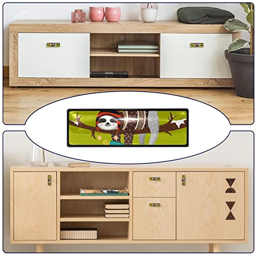 4 Pack Drawer Knob Pull Handle Sleepy Sloth with Hat Kitchen Cabinet Handles Black Dresser Pulls for Hardware Cupboard Furniture with Screw