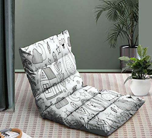 Floor Lounger Adjustable Floor Chair Flat of a Sleepy with an owl a Bear a Hedgehog a Memory Foam Folding Floor Sofa Lounge Chair for Adults Home Office Reading Watching Gaming