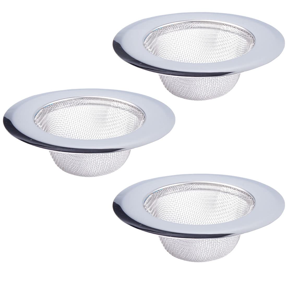 SunnySam 3pcs Stainless Steel Kitchen Sink Filter, Sink Drain Filter, Garbage Filter, Floor Drain, Hair Anti-Plugger, Suitable for Kitchen Sink, Bathroom Sink, etc. (Silver)